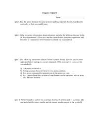 Dalton's Atomic Theory - Class Quiz B | CHEM 151 - Docsity