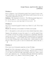 Solutions to Quiz 9 - Graph Theory | MATH 4150 - Docsity