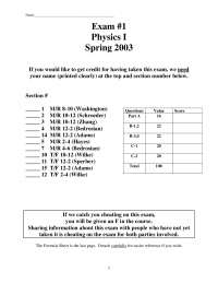 12 Questions in Physics I - Exam 1 | PHYS 1100 - Docsity