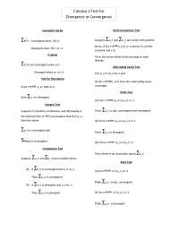Convergence/Divergence Cheat Sheet - Plane Analytic Geometry and ...