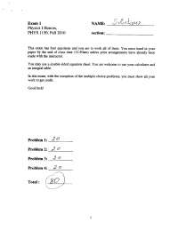 Exam 1 with Solutions - Physics I Honors | PHYS 1150 - Docsity