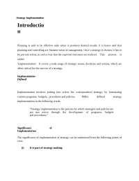 Strategic Management - Strategy Implementation - Notes - Business ...