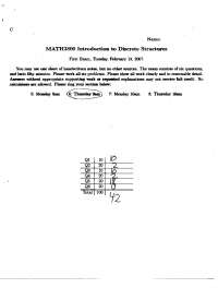Introduction to Discrete Structures - Final Exam with Solutions | MATH 2800 - Docsity