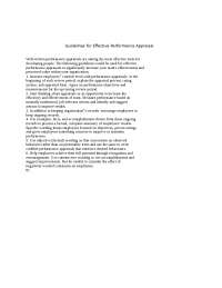 Guidelines for Effective Performance Appraisal - Docsity