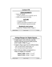 Voltage Ranges for Digital Signals-Introduction to Microelectronic Circuits-Lecture 16 Slides ...