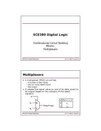 Combinatorial Circuit Building Blocks-Digital Logic - Lecture 21 - Docsity