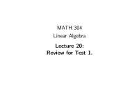 Review-Linear Algebra-Lecture 20 Slides-Mathematics - Docsity