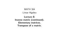 Inverse Matrix-Linear Algebra-Lecture 08 Slides-Mathematics - Docsity
