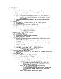 Sociology Lecture Notes for Exam 1 - Introduction to Sociology | SOCL ...