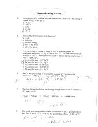 Thermochemistry Review Sheet for General Chemistry Lecture I | CHEM 151 ...