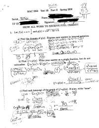 4 Solved Problems on Survey of Calculus I - Exam 1 | MAC 2233 - Docsity