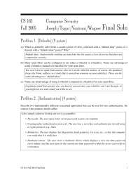 Computer Security 7 - Exercises Solution- Computer Science - Docsity