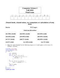Final Exam Solutions | Computer Science I | CSCI 1100 | Exams Computer Science | Docsity