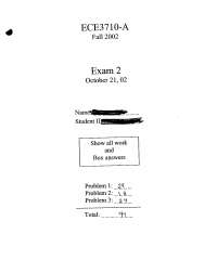 Exam 2 Solved Problems - Circuits and Electronics | ECE 3710 - Docsity