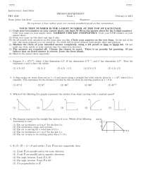 Exam 1 Questions for Physics with Calculus I | PHY 2048 | Exams Physics | Docsity
