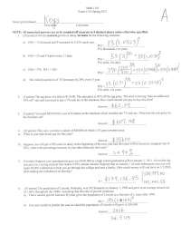 Exam 2 Solutions - Introduction to Mathematical Modeling | MATH 1101 - Docsity
