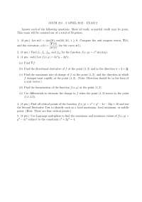 Past Paper Unsolved Questions | Analytic Geometry and Calculus I | MATH 113 - Docsity