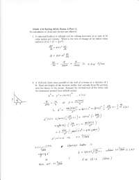 Exam 2 Solved | Analytic Geometry and Calculus I | MATH 113 - Docsity