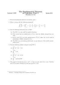 The Fundamental Theorem of Calculus - Worksheet #23 | MATH 180 - Docsity