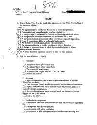 Exam 1 for Logic and Critical Thinking | PHIL 110 | Exams Reasoning | Docsity