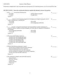 Java Quiz with Answers, Object Oriented Programming | CIS 234 - Docsity