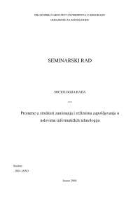 Maturalni radovi' predlog Sociologija rada - Humanističke nauke - Docsity