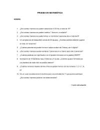 Combinatoria - Prueba de matemática - - Ejercicios - Bachillerato - Docsity