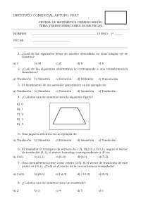 Transformaciones isometricas - Ejercicios - Bachillerato - Docsity