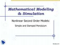 Simple and Damped Pendulum-Mathematical Modeling and Simulation-Lecture Slides - Docsity