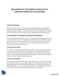 Development of Control System for Computer Controlled Lathe Machine-Microcontroller and Assembly ...