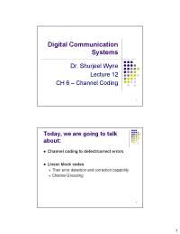 Channel Coding-Digital Communication Systems-Lecture Slides - Docsity