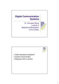 Baseband Modulation-Digital Communication Systems-Lecture Slides - Docsity