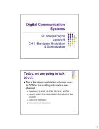 Bandpass Modulation and Demodulation-Digital Communication Systems-Lecture Slides - Docsity