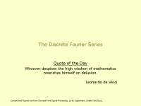 Discrete Fourier Series-Digital Signal Processing-Lecture Slides - Docsity