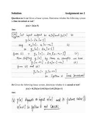 Type of Systems-Digital Signal Processing-Assignment Solution - Docsity