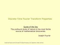 Discrete Time Fourier Transform Properties-Digital Signal Processing-Lecture Slides - Docsity
