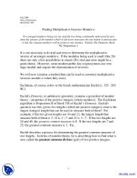 The Euclidean Algorithm, Finding Multiplicative Inverses Modulo n-Computer Security-Lecture ...