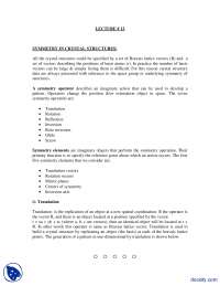 Symmetry in Crystal Structures-Mechanics of Materials-Handout - Docsity