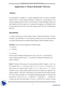 Applications to Chinese Remainder Theorem-Computer Security-Lecture ...