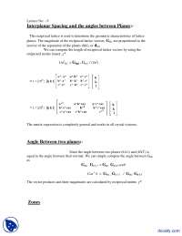 Interplanar Spacing and Angles Between Planes-Mechanics of Materials-Handout - Docsity