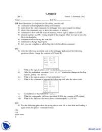 Coding in Assembly Language Part 1-Microprocessors-Lab Assignments - Docsity