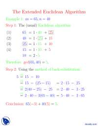 The Euclidean Algorithm Finding Multiplicative Inverses Modulo N