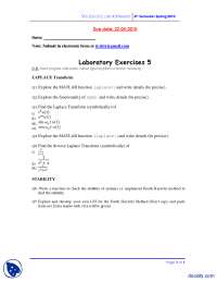 Laplace Transform-Signals and Systems Theory-Lab Lecture - Docsity