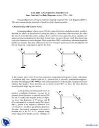 Free Body Diagrams Engineering Mechanics Lecture Slides Docsity