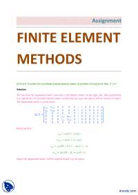 Coordinate Transformation Matrix1-Finite Element Method-Assignment Solution - Docsity