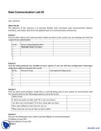 Data communication Part 3-Computer Networks-Lab Assignment - Docsity