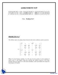 Stiffness Matrices 2-Finite Element Method-Assignment Solution - Docsity