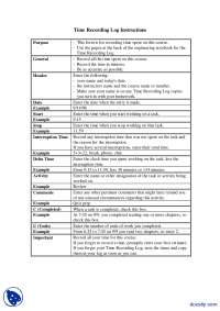 Time Recording Log Instructions, Codes and Instructions-Software ...