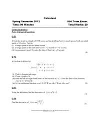 Simple Calculus Questions-Calculus-Question Paper - Docsity