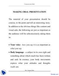Making Oral Presentations-Effective Business Communication-Lecture Handout - Docsity